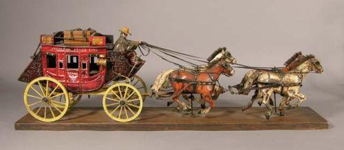 Hand carved Wood Stagecoach