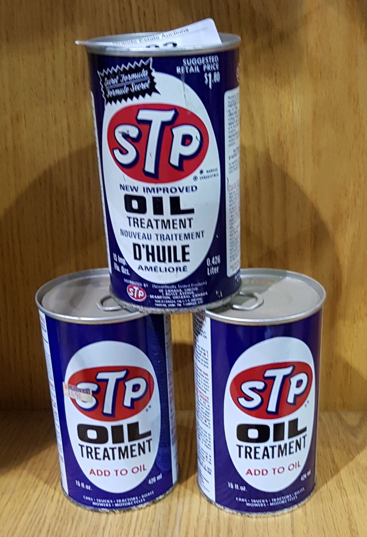 3 VINTAGE STP OIL CANS