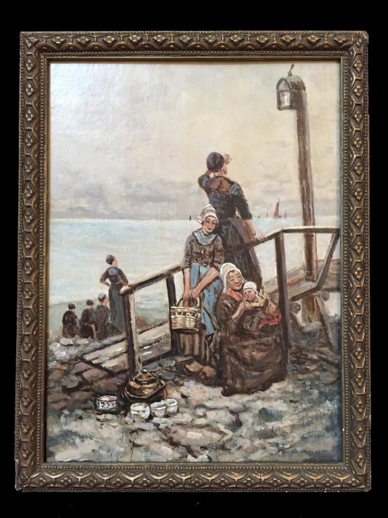 Vintage Pressed Wood Print, Dutch Scene