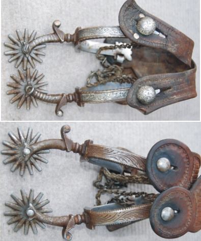 Miller Bit and Spur silver inlaid spurs, chased on the off side