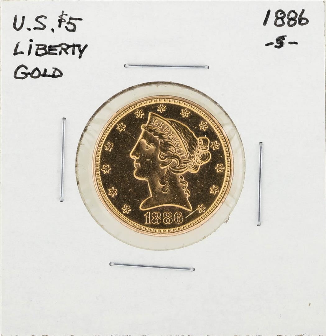 1886-S $5 Liberty Head Half Eagle Gold Coin