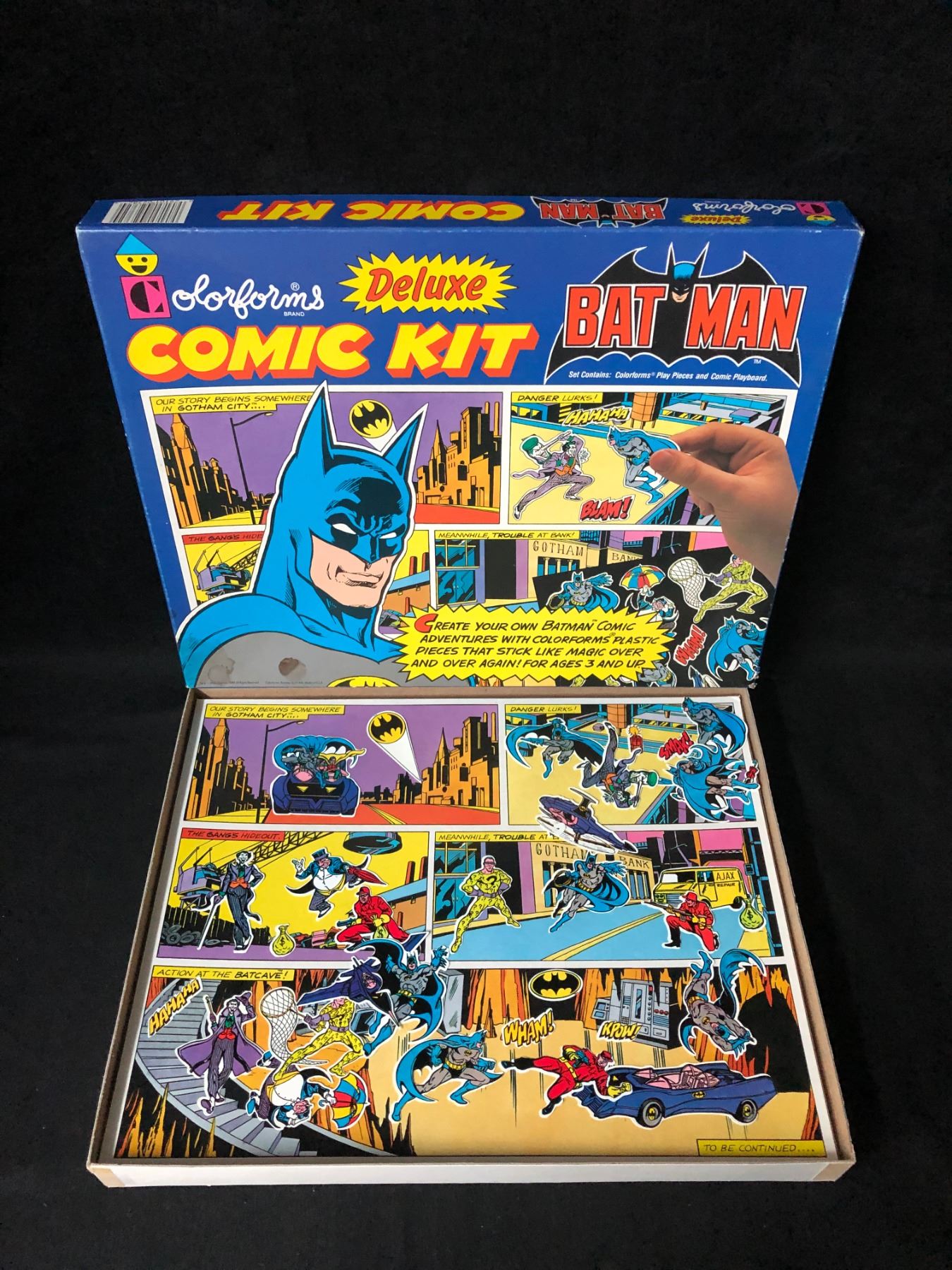 Vintage Batman Colorforms Deluxe Comic Kit Comic Playboard