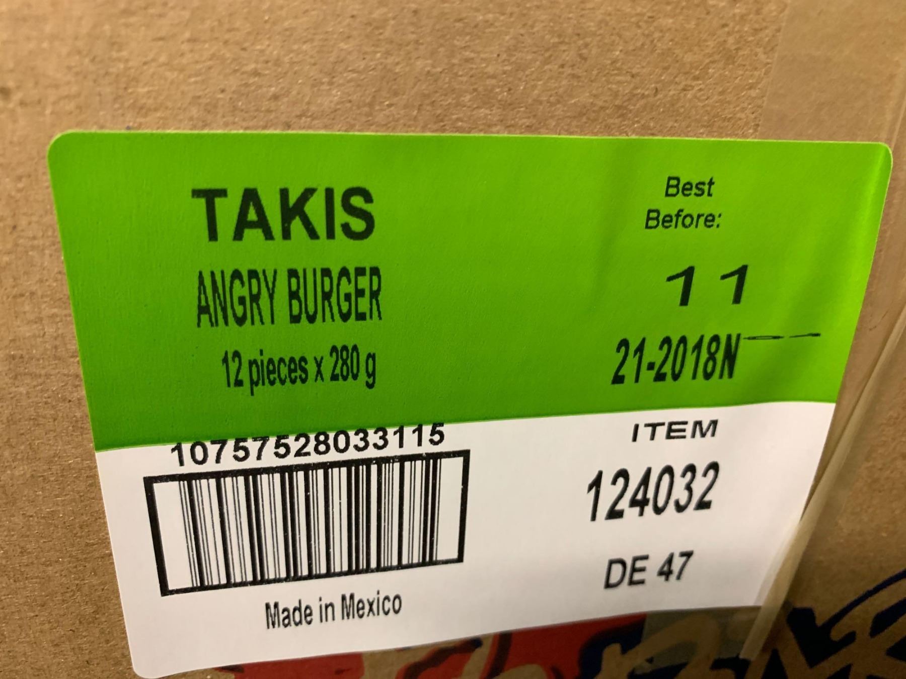 Case of Takis Angry Burger 12 x 280g