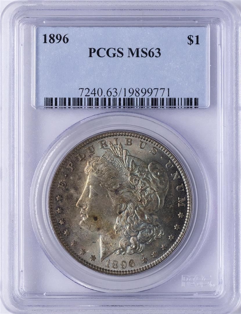 1896 $1 Morgan Silver Dollar Coin PCGS MS63 NICE TONING