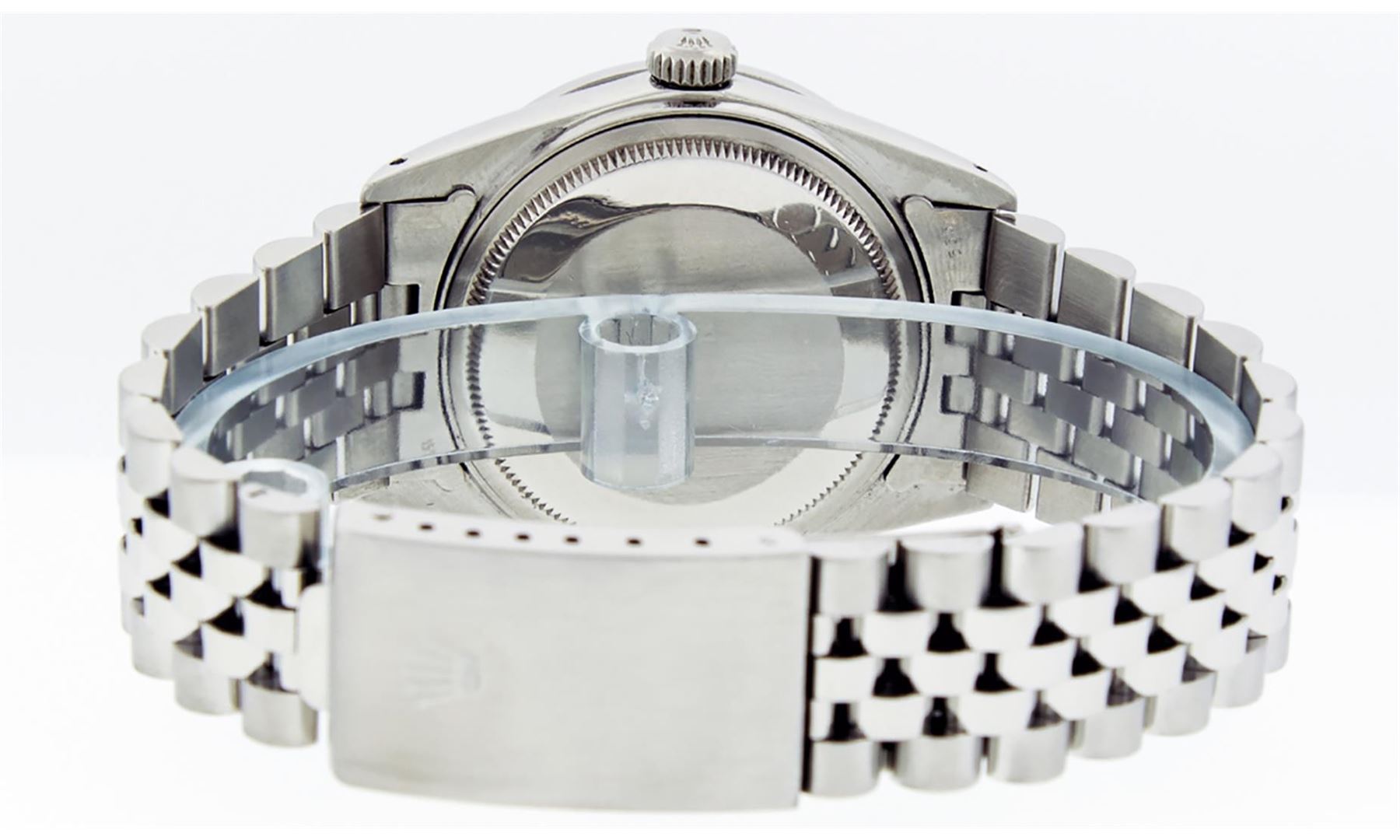 Rolex Mens Stainless Steel Ice Blue Diamond 36MM Datejust Wristwatch