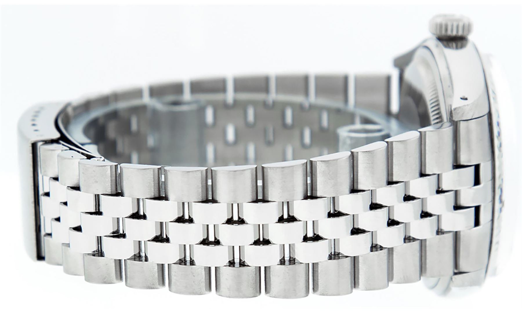 Rolex Mens Stainless Red Diamond 36MM Datejust Wristwatch