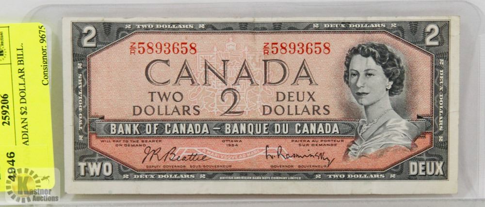 1954 CANADIAN 2 DOLLAR BILL Kastner Auctions 1954-canadian-2-dollar-bill-kastner-auctions