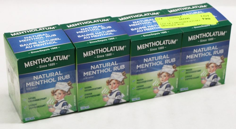 LOT OF 4 MENTHOLATUM NATURAL MENTHOL RUB