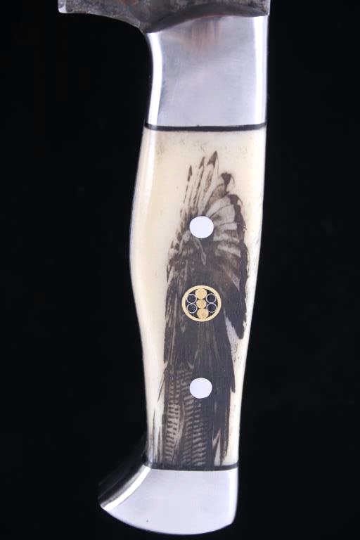 Montana Territory Knives Indian Chief Scrimshaw