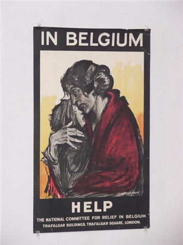 British WWI Poster, "In Belgium - Help", Artist-L