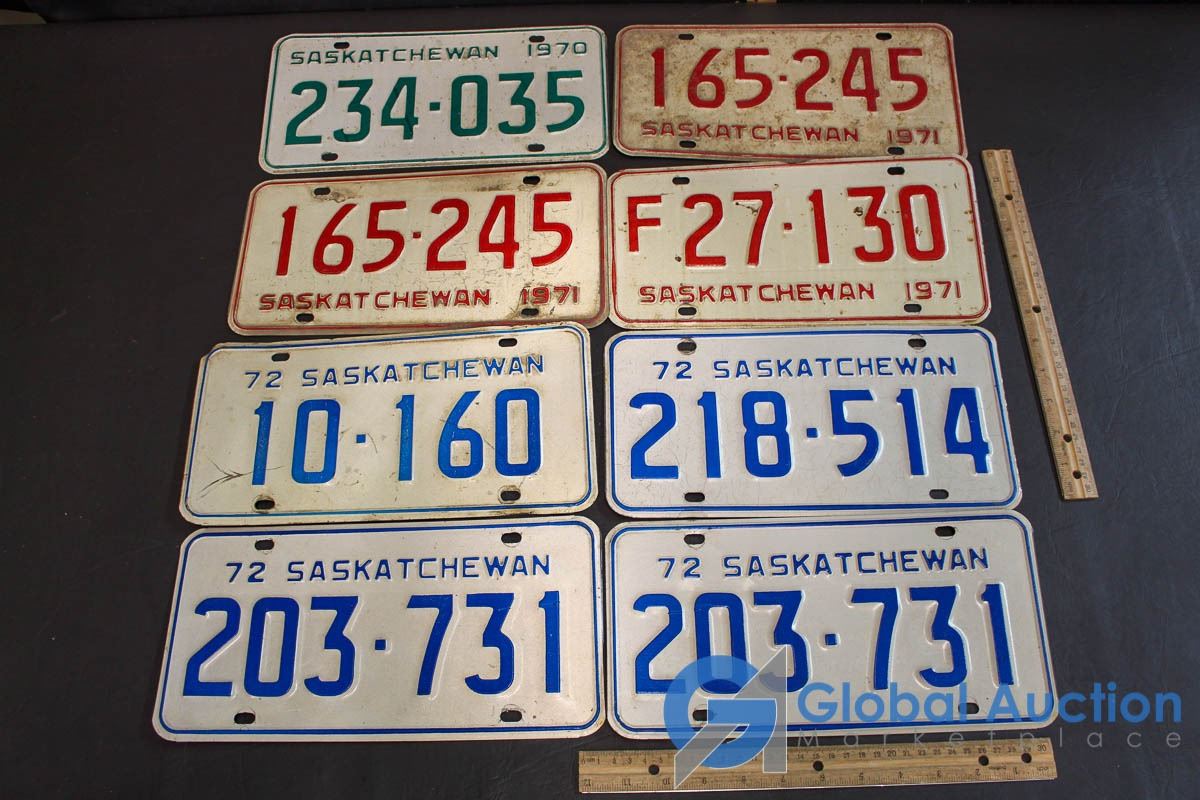 (8) 1970-1972 SK License Plates