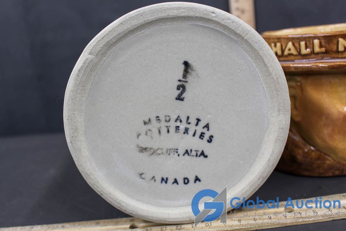 1982 Ukranian Festival Medalta Pottery Jug, Medalta Winston Churchhill ...