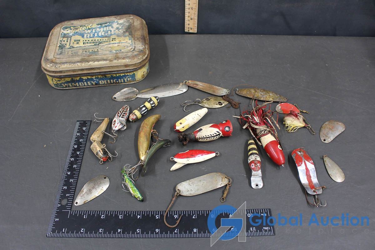 Vintage Tin W/ Fishing Lures