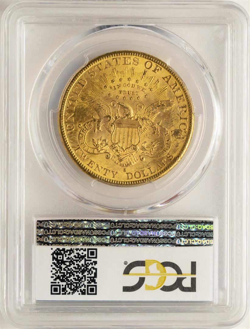 1893-S $20 Liberty Head Double Eagle Gold Coin PCGS MS60