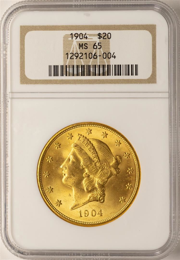 1904 $20 Liberty Head Double Eagle Gold Coin NGC MS65