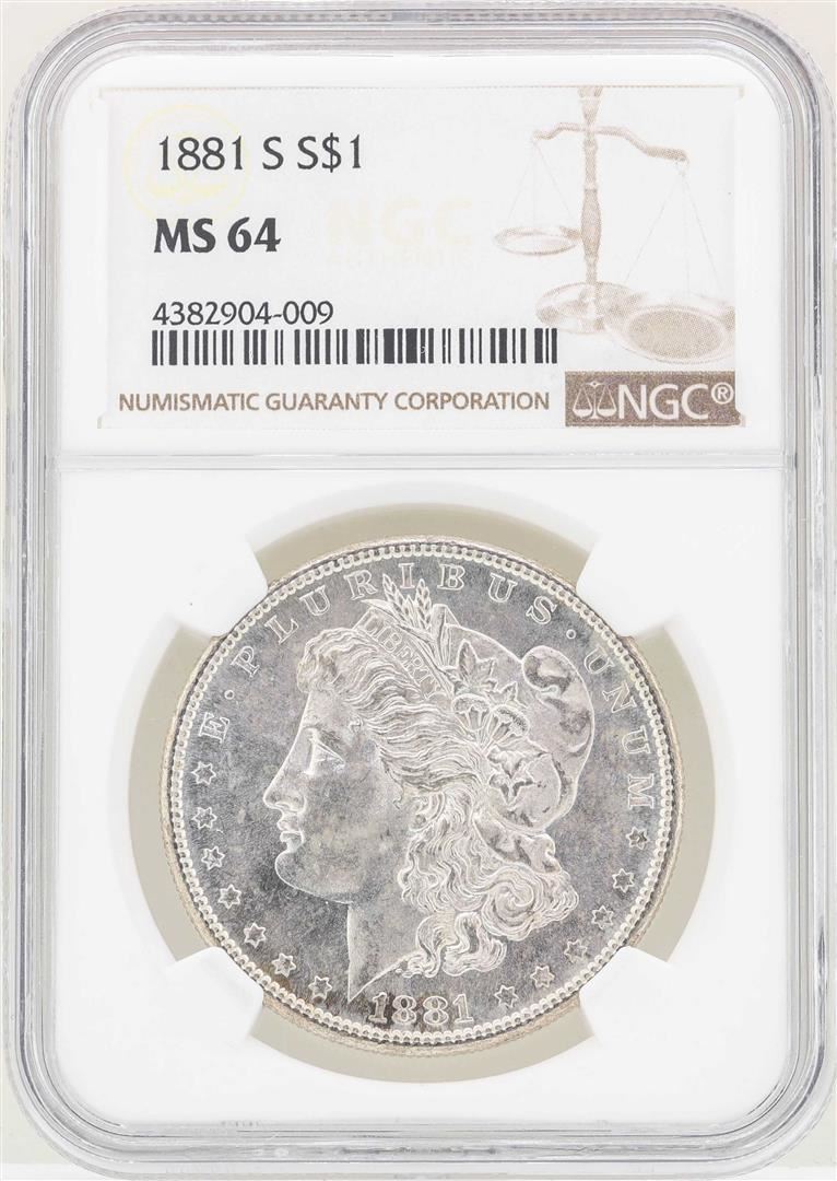 1881-S $1 Morgan Silver Dollar Coin NGC MS64