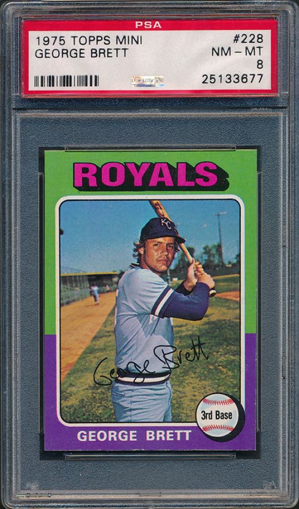 1975 Topps Mini #228 George Brett RC (PSA 8)