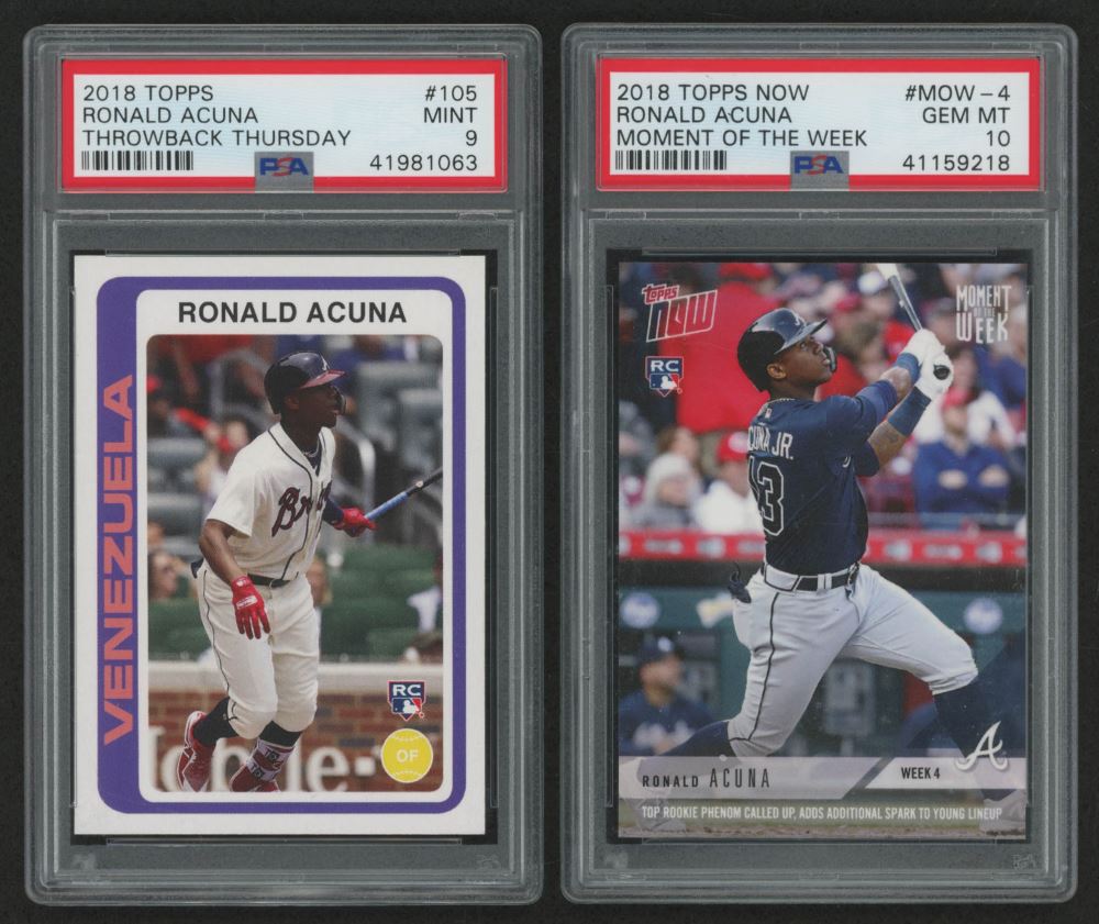 Lot of (2) PSA Graded Ronald Acuna Rookie Cards with 2018 Topps ...