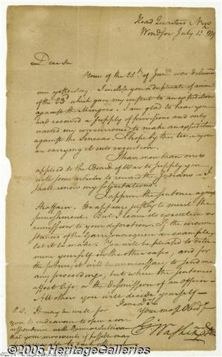 George Washington Revolutionary War Letter Approv