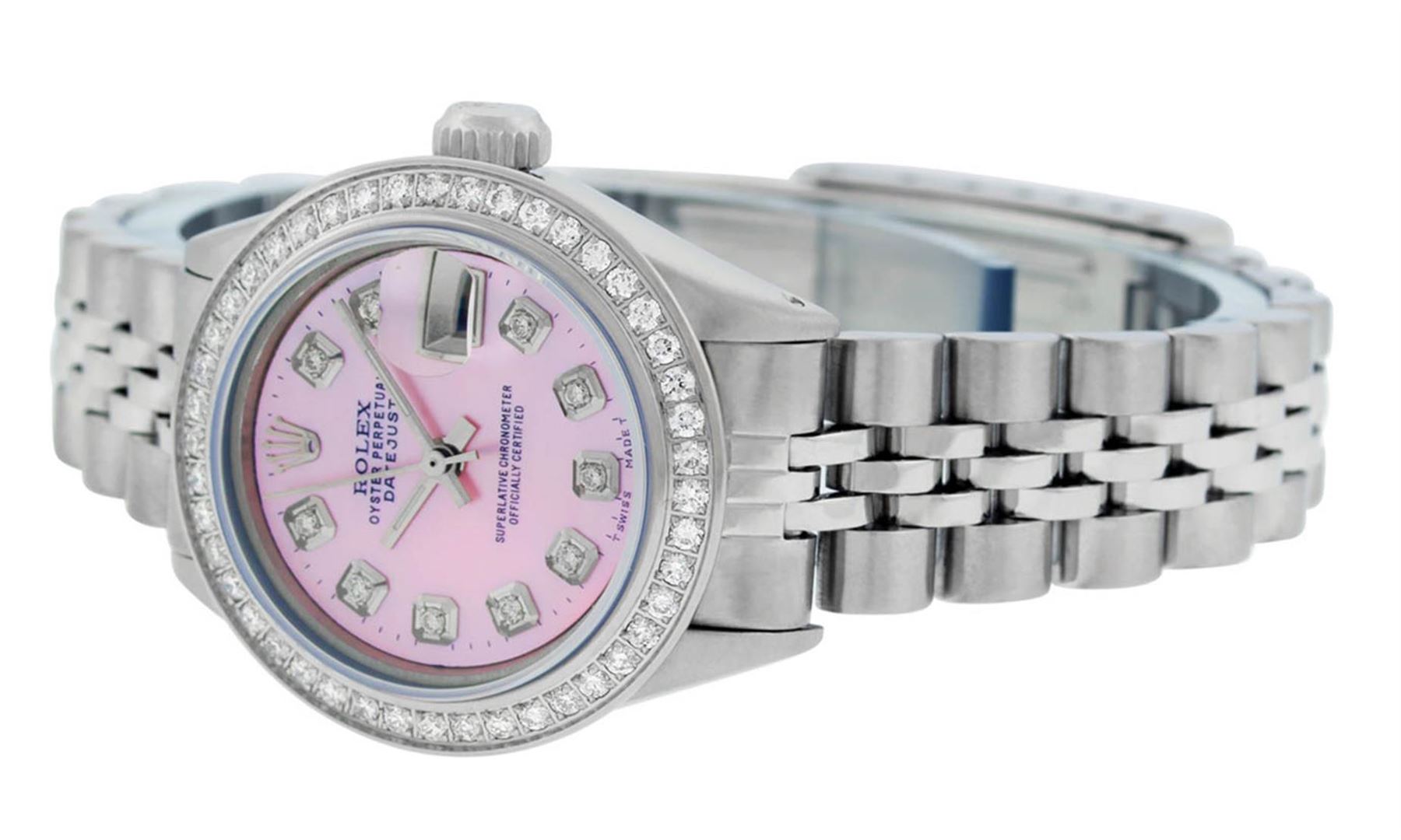 Rolex Ladies Stainless Steel Pink MOP Diamond Datejust Wriwatch