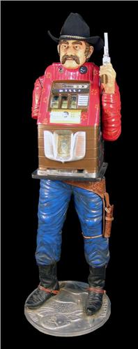 Cowboy, figural upright slot machine, 5 cent "Mil