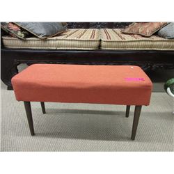Small Orange Fabric Upholstered Bench