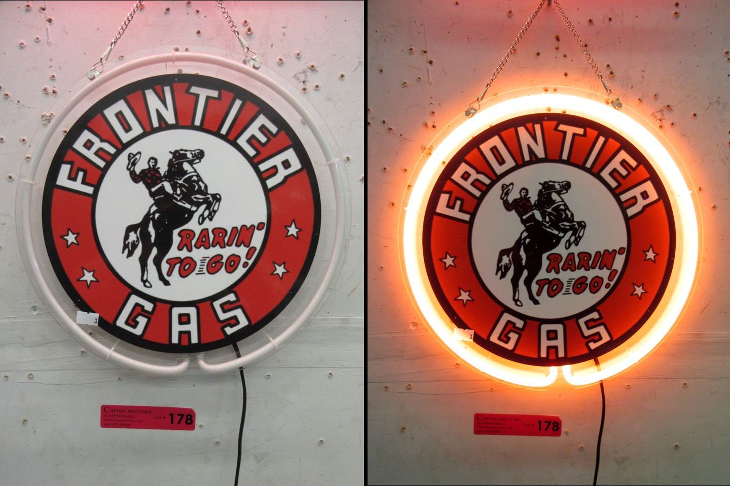 New Electric Neon Frontier Gas Sign -13" Diameter