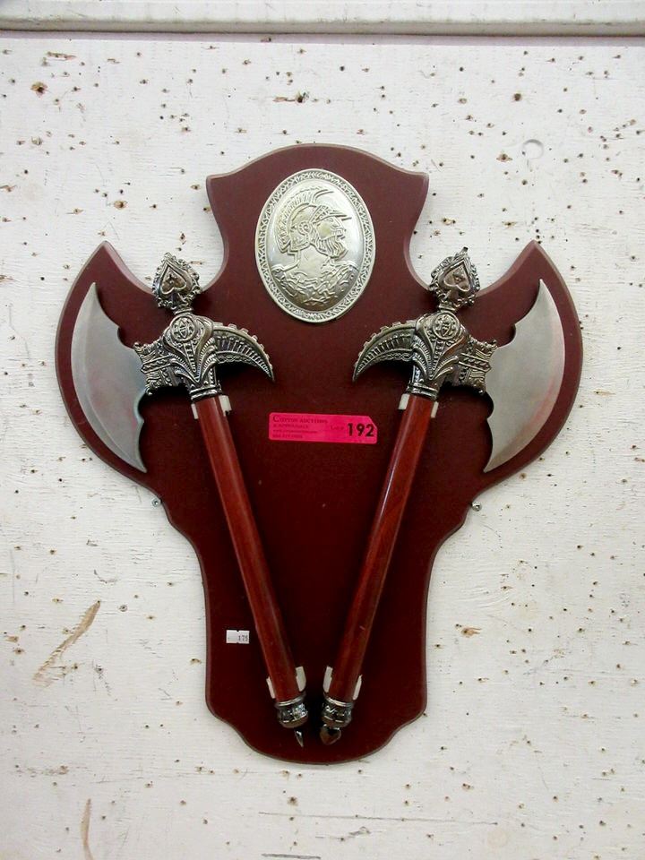 Display Battle Axes on Wall Plaque