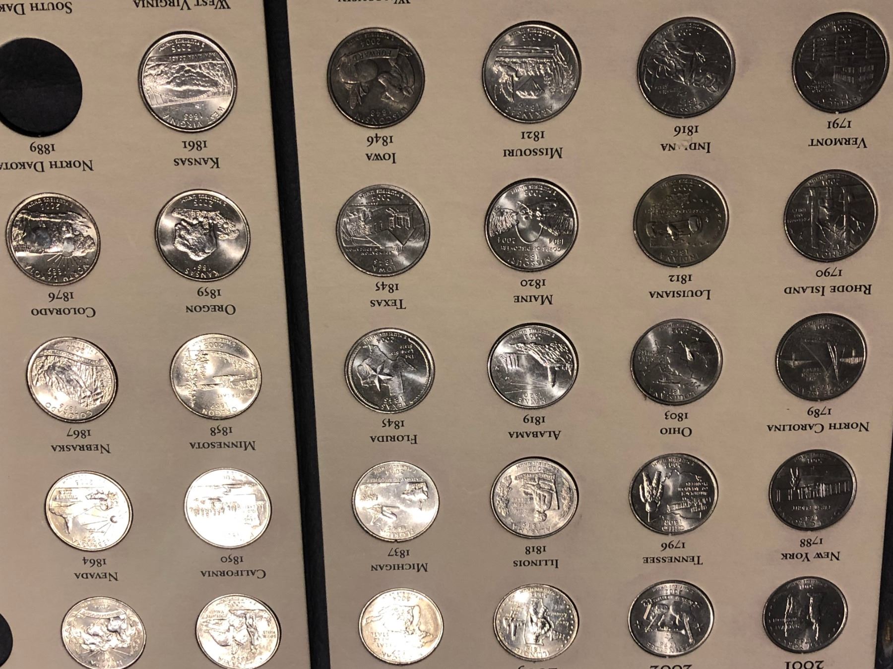 1999 to 2008 40 Coins Fifty States Commemorative Quarters Set in Book 1999 to 2008 40 Coins Fifty States Commemorative Quarters Set in Book