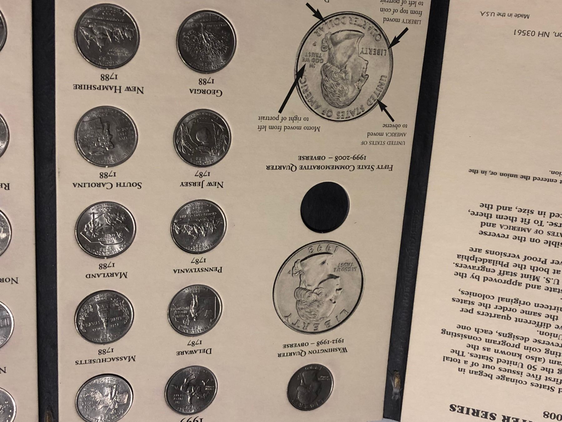 1999 to 2008 40 Coins Fifty States Commemorative Quarters Set in Book 1999 to 2008 40 Coins Fifty States Commemorative Quarters Set in Book