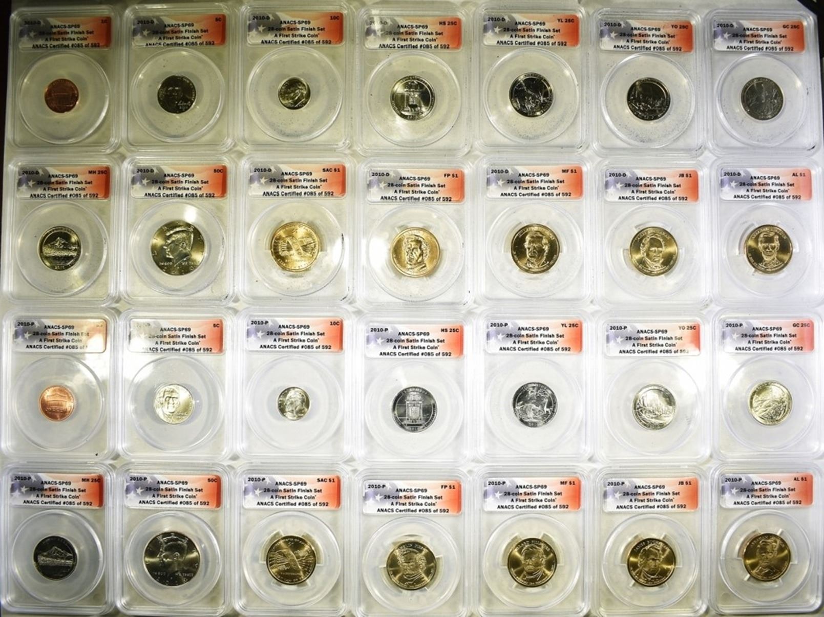 2010-P&D 28-COIN SATIN FINISH SET ANACS-SP69