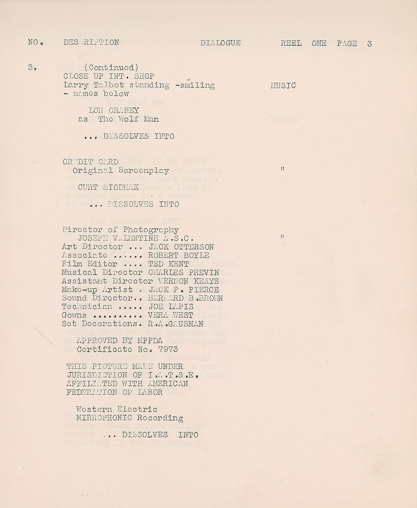The Wolf Man Original Universal Studios File Script
