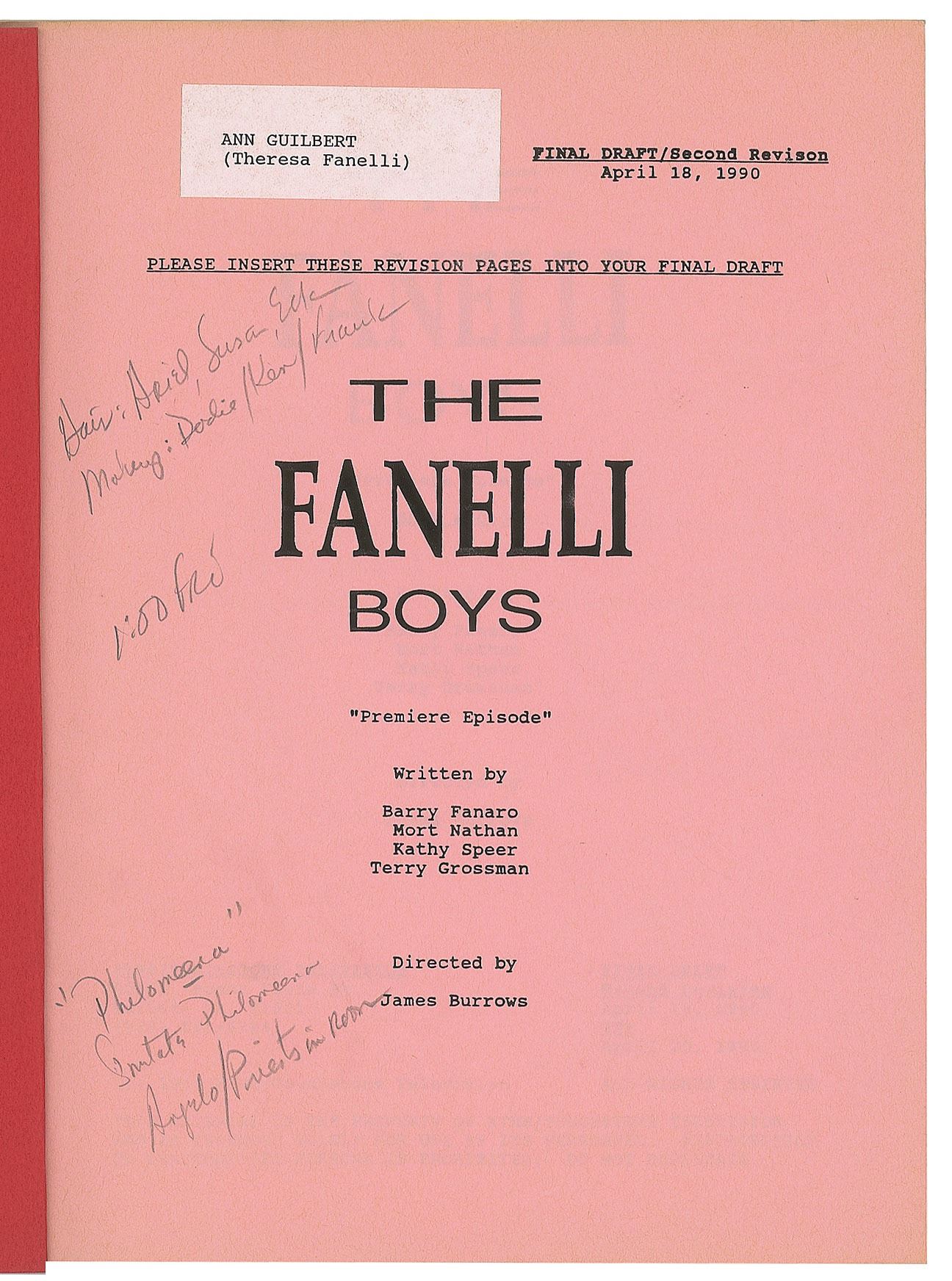 The Fanelli Boys Cast-signed Script and Photographs