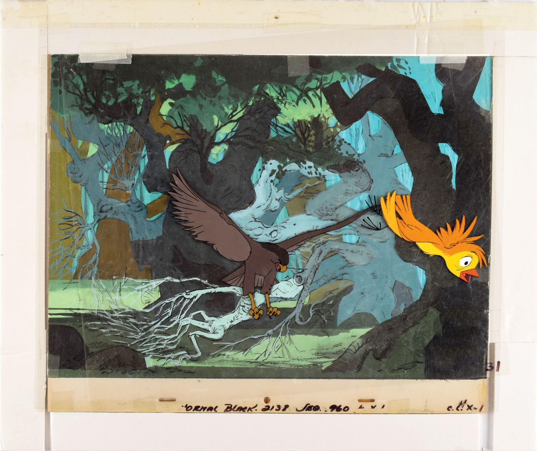 Wart (King Arthur) and Hawk production cels and preliminary background ...