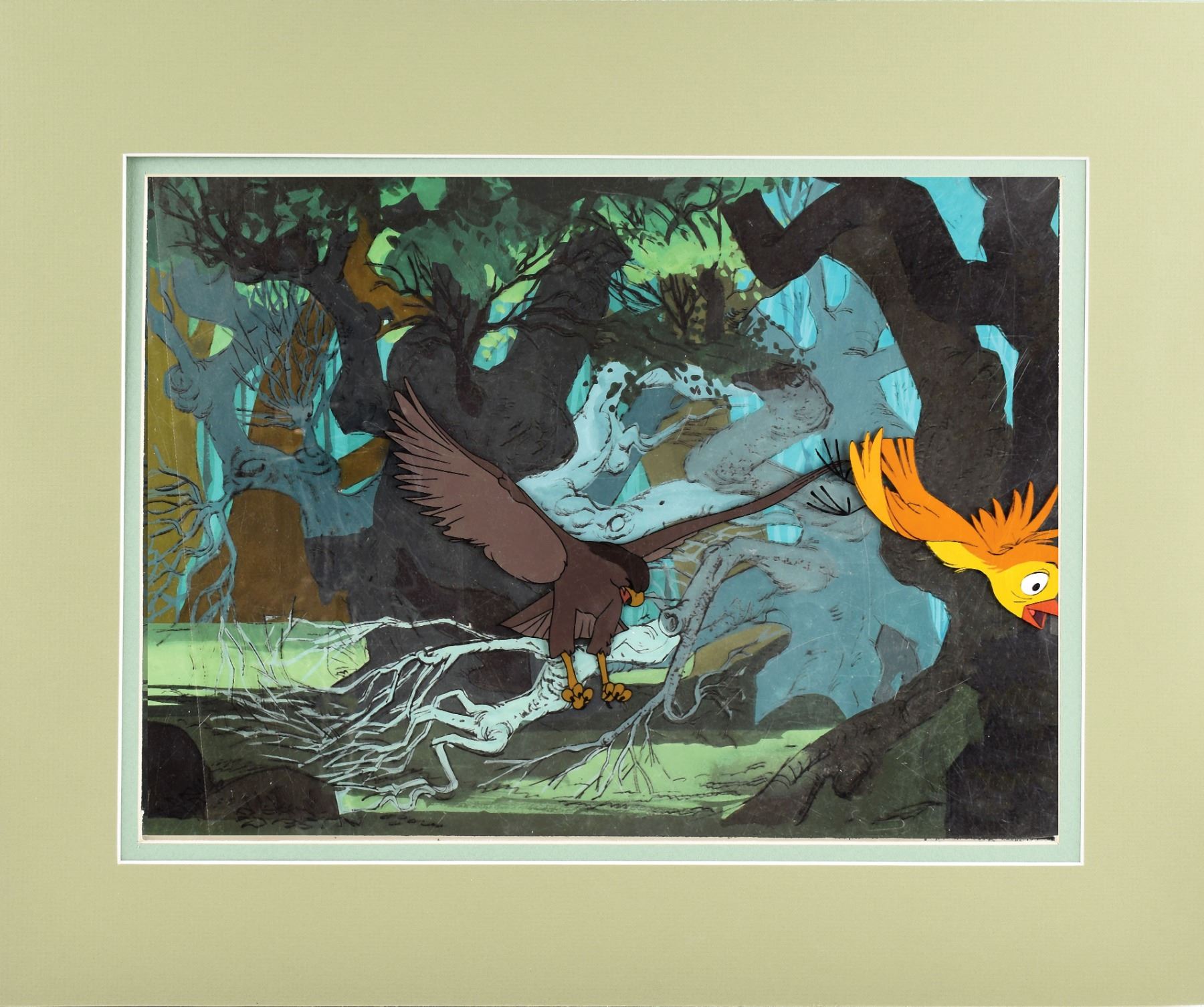 Wart (King Arthur) and Hawk production cels and preliminary background ...