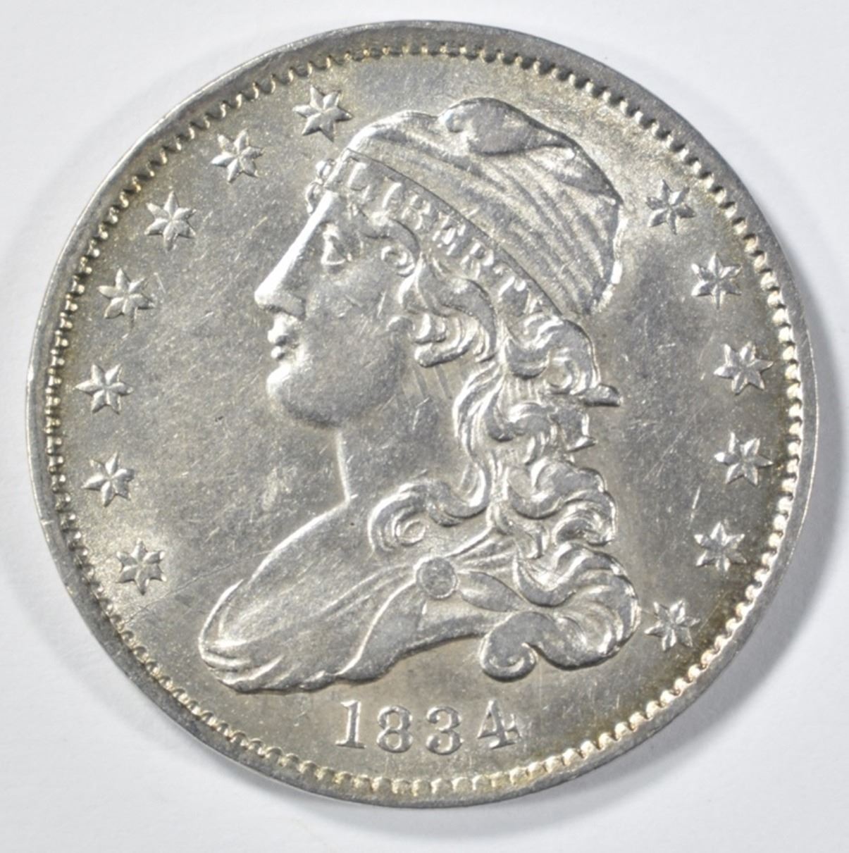 1834 CAPPED BUST QUARTER CH AU