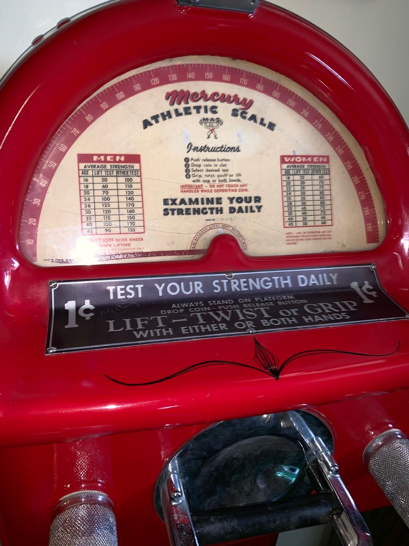 Vintage Mercury Athletic Scale Strength Tester