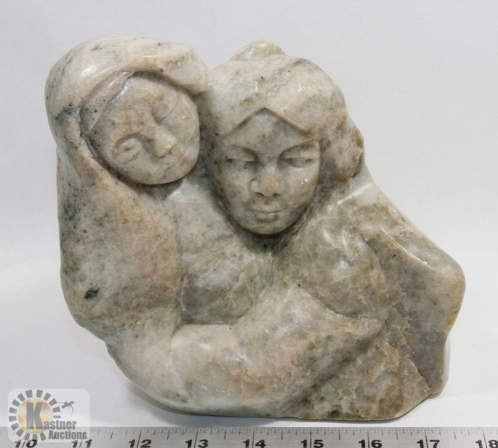 LARGE 10LB INUIT SOAPSTONE CARVING, SIGNED