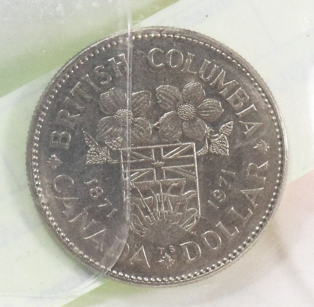 1871-1971 CANADIAN BC $1.00 COIN.