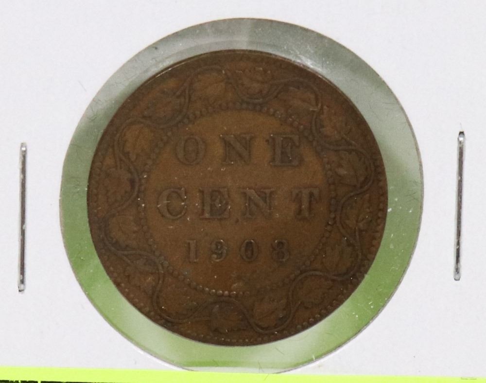 1908 CANADIAN EDWARD VII LARGE ONE CENT COIN.