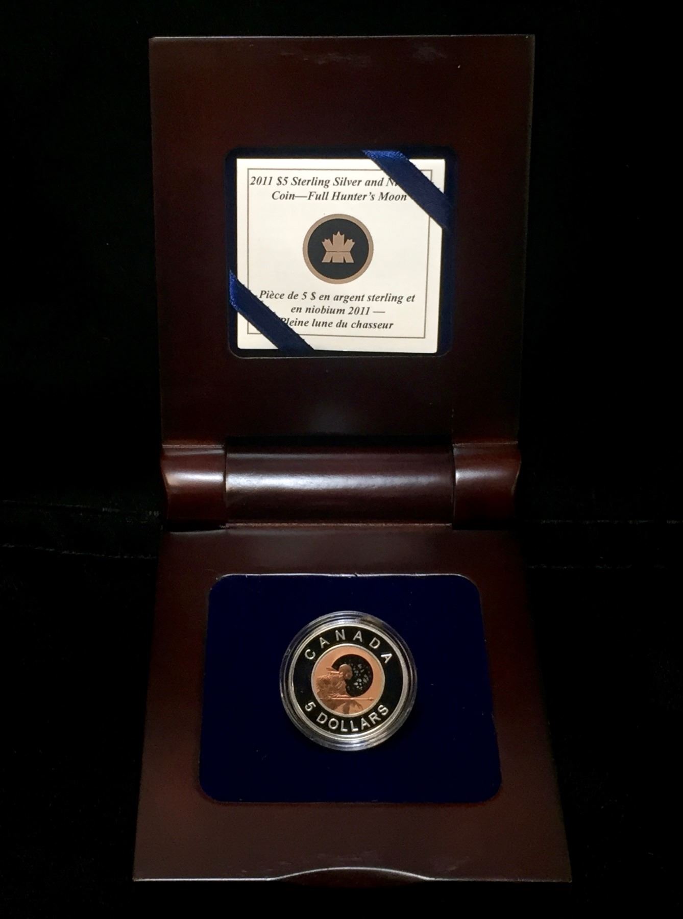 2011 $5 Canada Hunter's Moon Niobium Proof Silver Coin