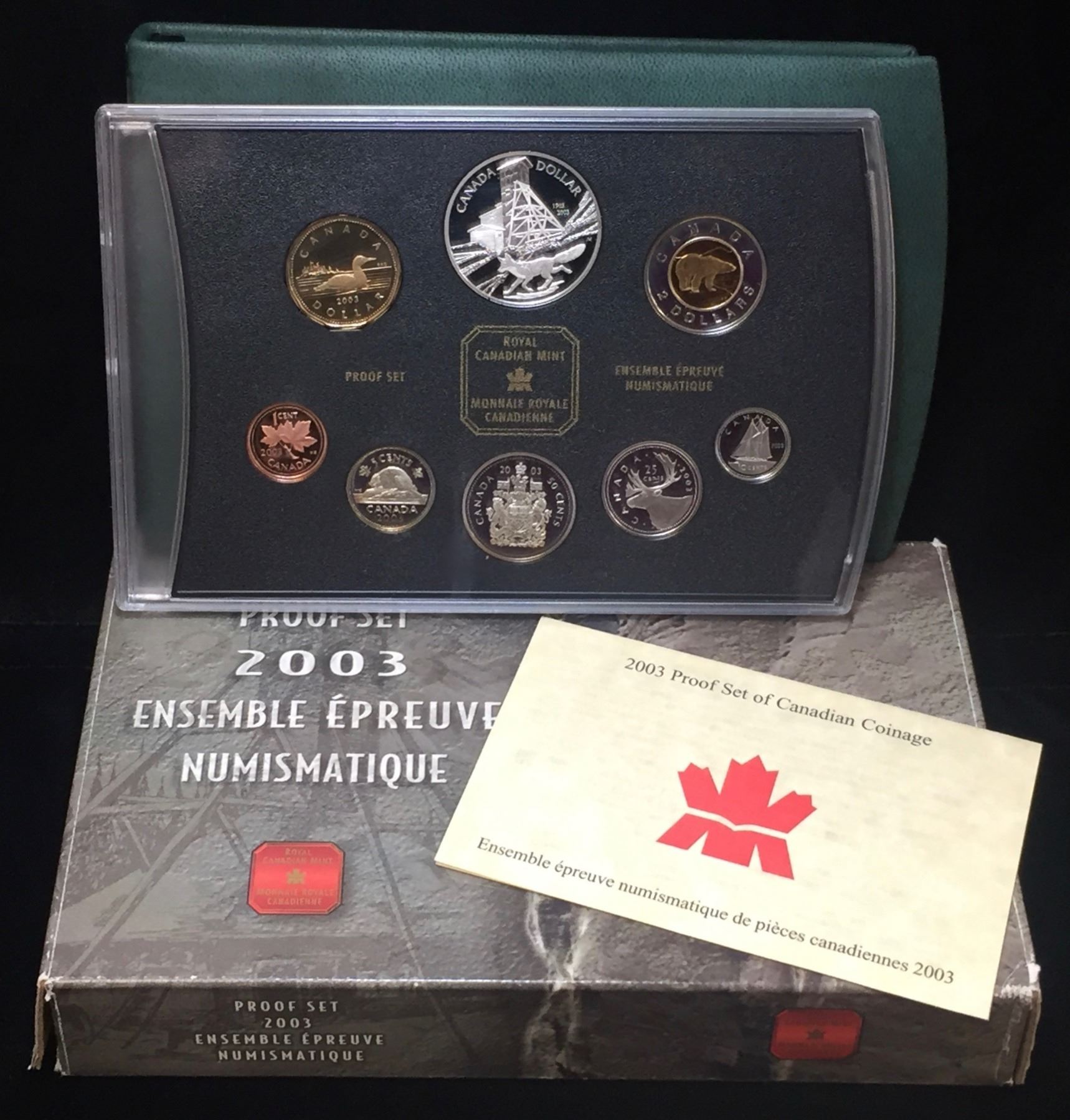 2003 Canada Proof Set - Includes Silver Dollar, Gold-Plated Core $2 ...