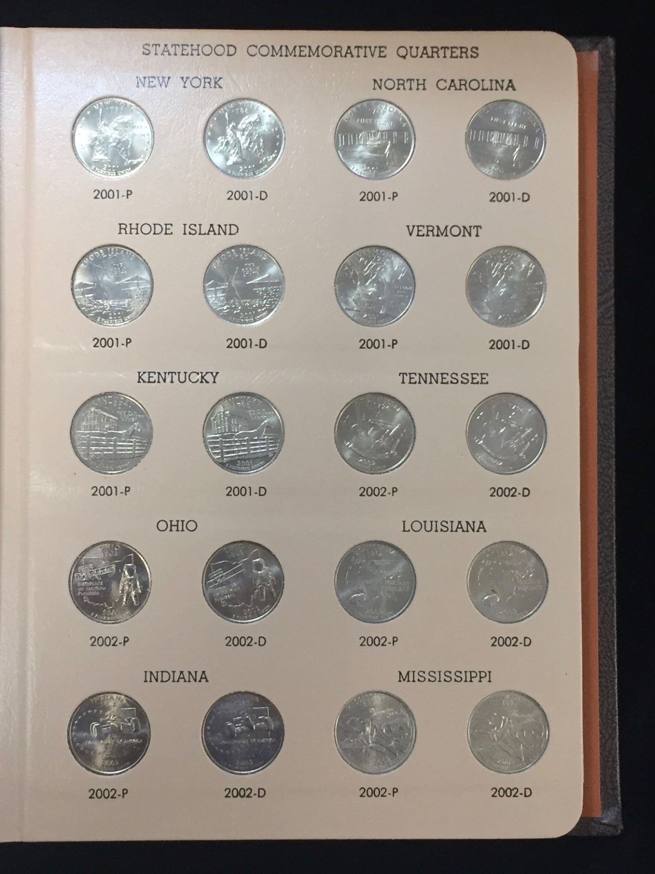 1999-2008 US 25-Cents State Quarter Commemorative Collection (125 Coins)