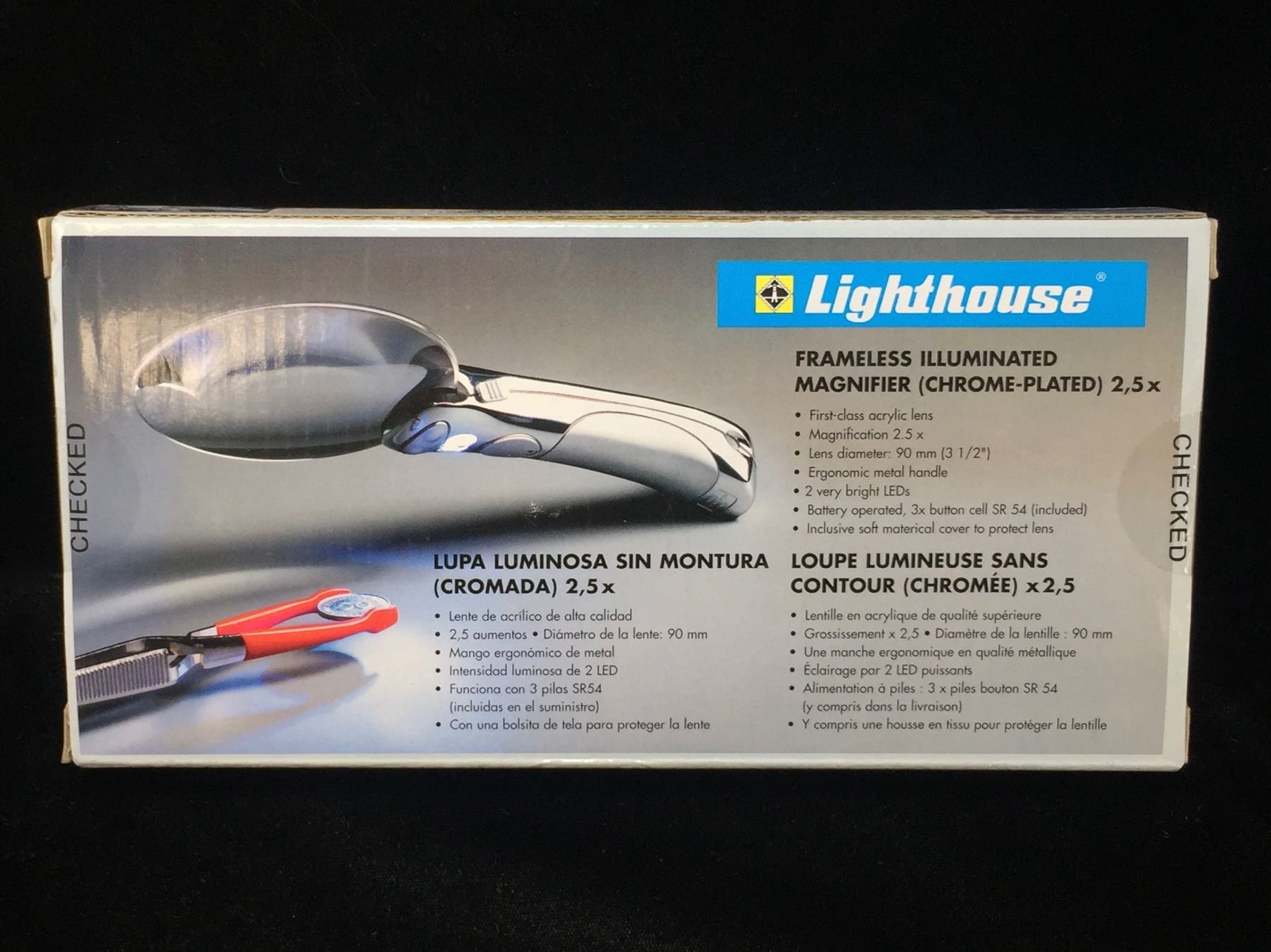 Frameless LED Illuminated Magnifier 2.5x Glass
