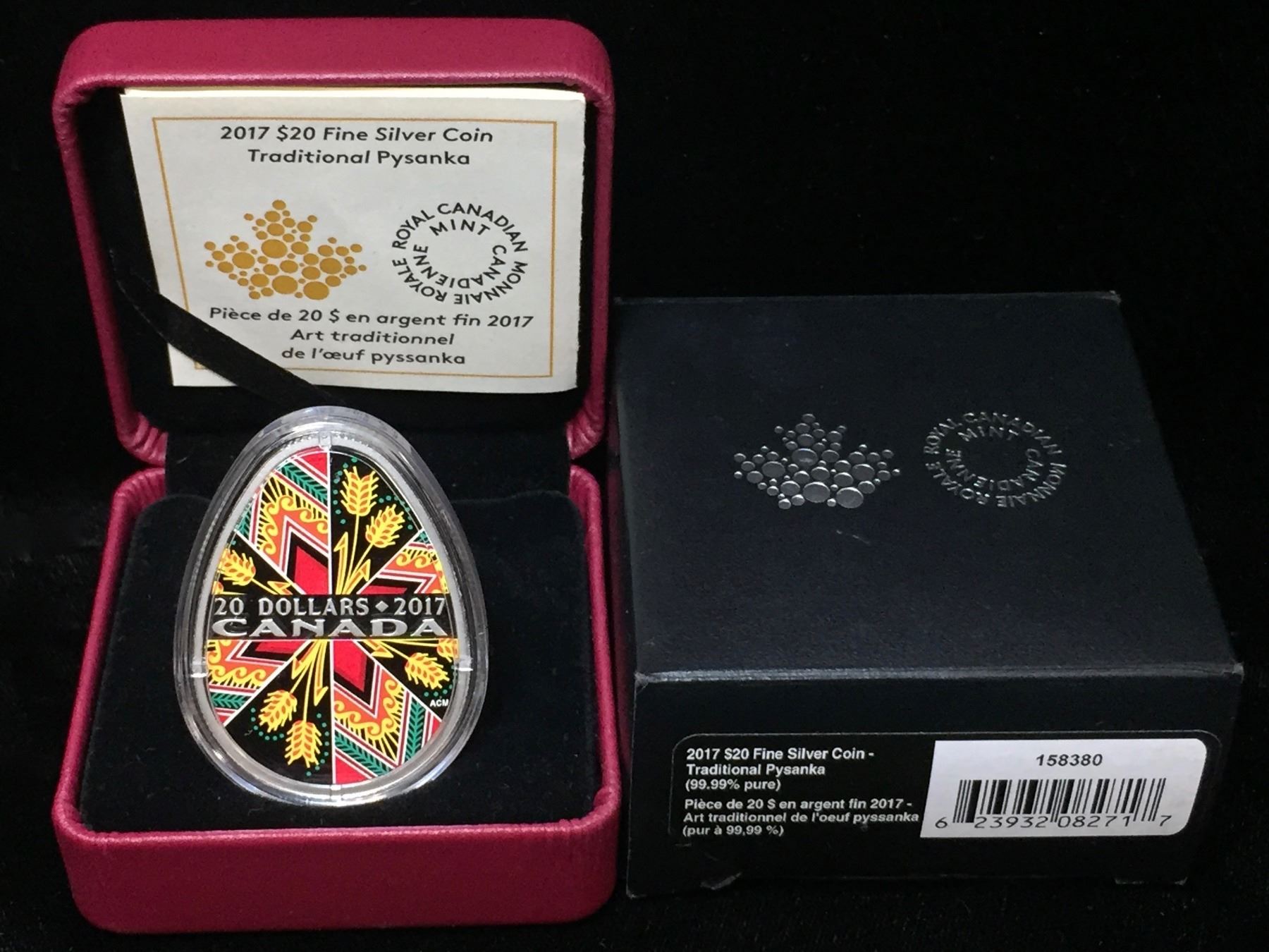 2017 Canada $20 Traditional Pysank Easter Egg Coloured Proof Silver Coin