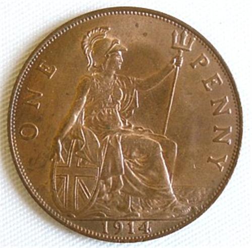 George V, penny, 1914