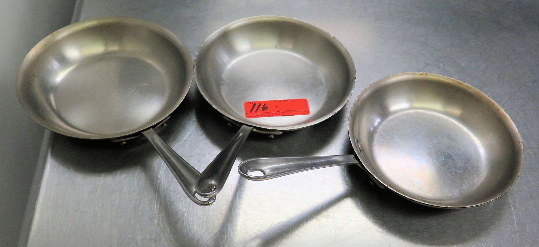Qty 3 Misc Sizes Commercial Frying Pans qty-3-misc-sizes-commercial-frying-pans