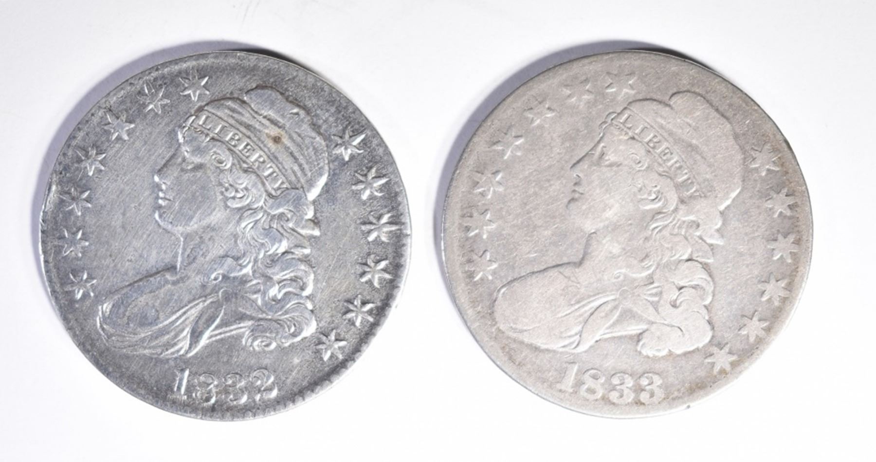 1832 VF/XF & 1833 VG BUST HALF DOLLARS