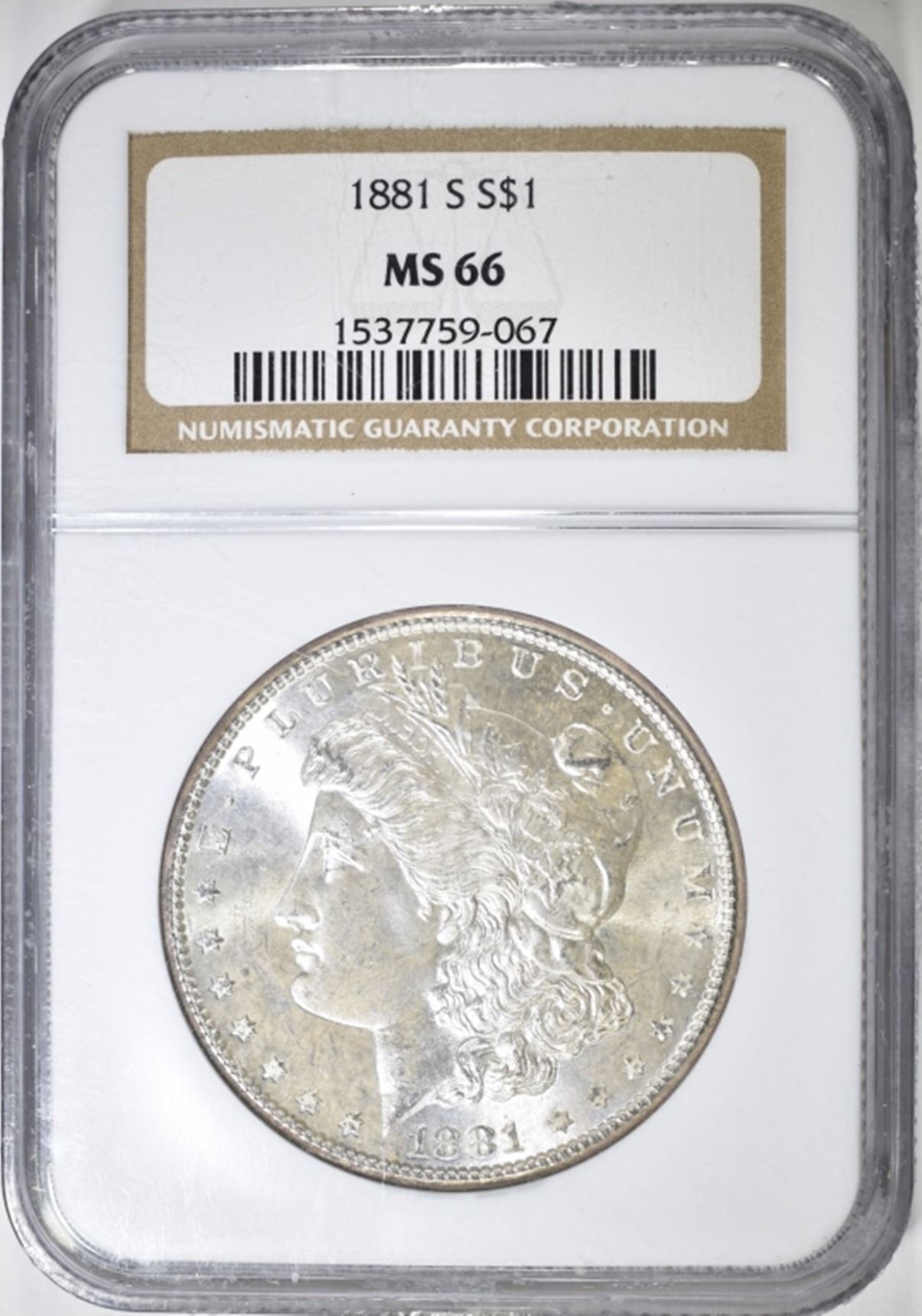 1881-S MORGAN DOLLAR NGC MS-66