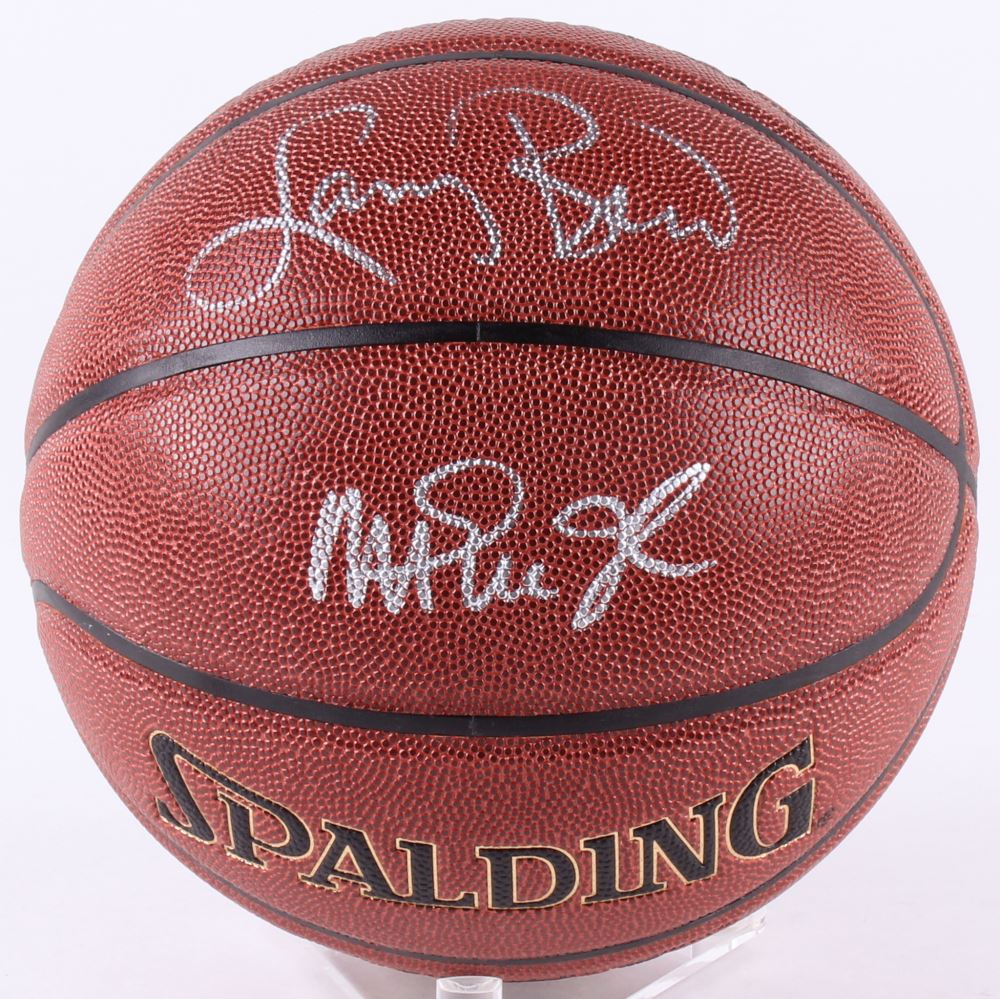 Larry Bird Magic Johnson Signed Basketball (Beckett COA Bird Hologram)